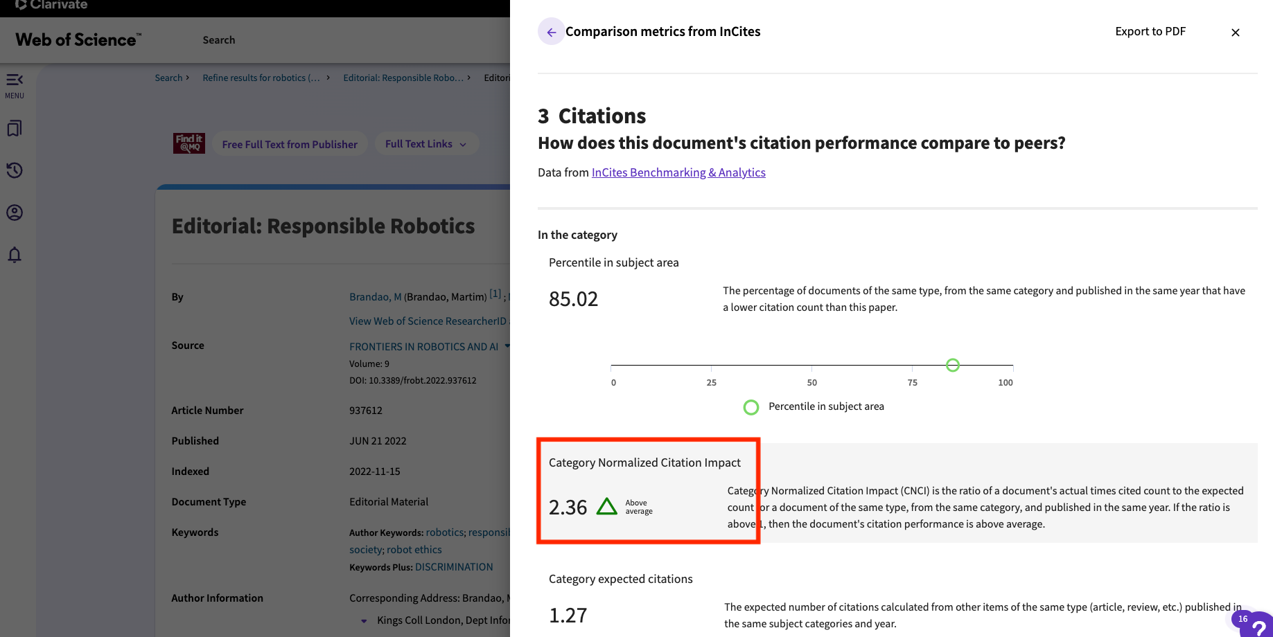 Citation Counts and Percentiles - Research Impact Metrics - Subject and ...