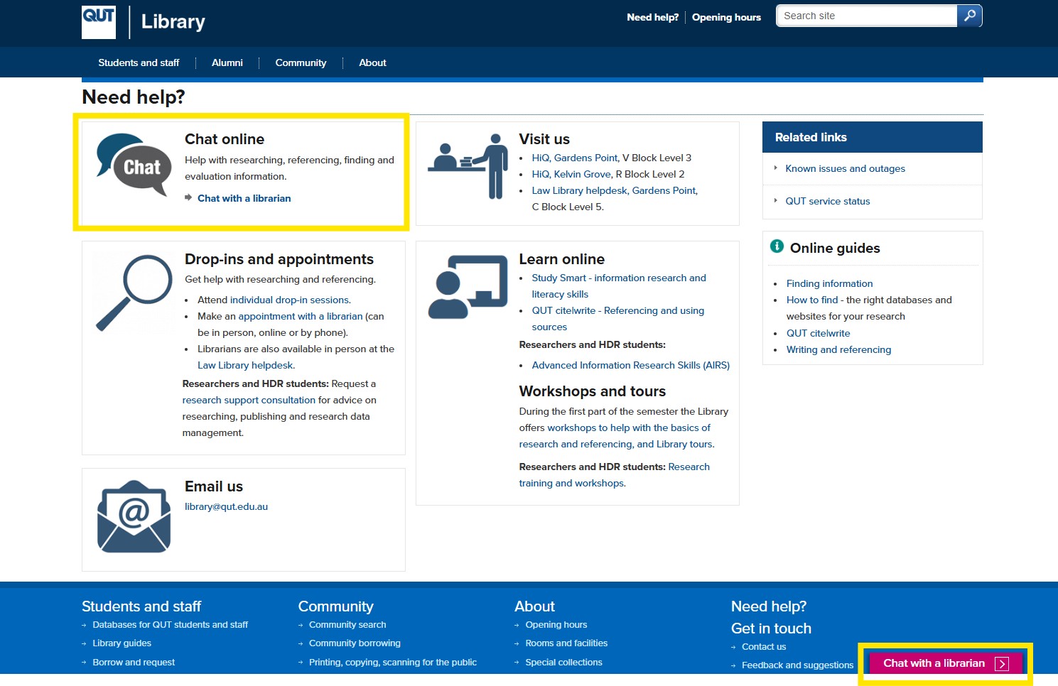 Getting help from the Library - Course Guide: QUT You - Library guides ...