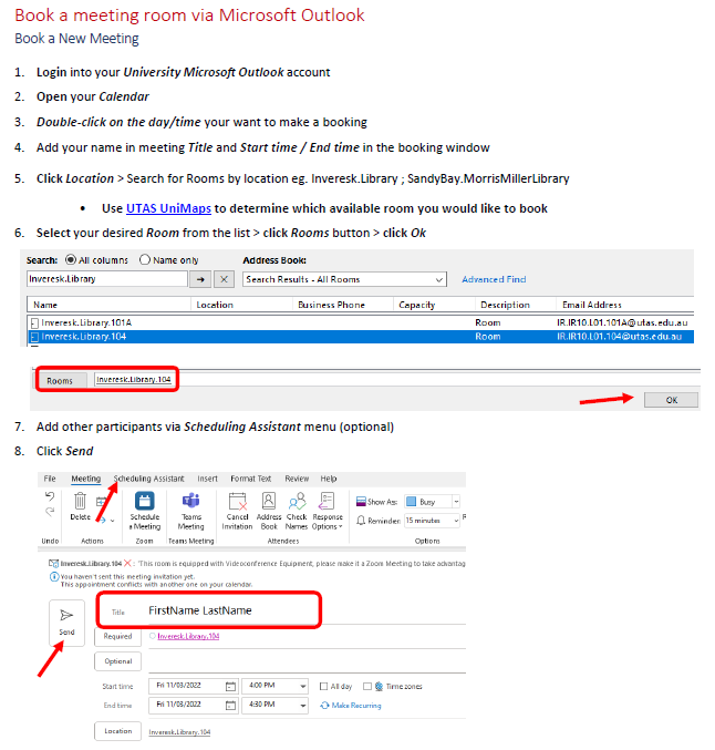 Library Booking System - University of Tasmania