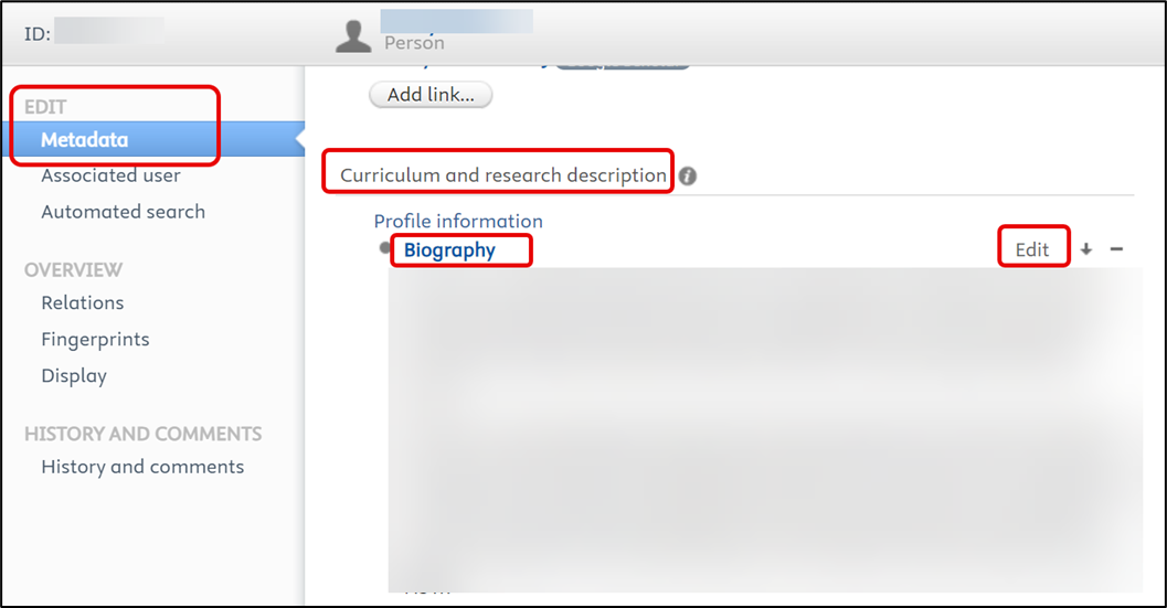Adding your Biography - Research Profiles and Repository: Guide ...