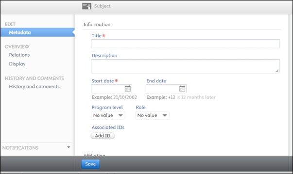Adding Subjects - Research Profiles and Repository: Guide - Subject ...