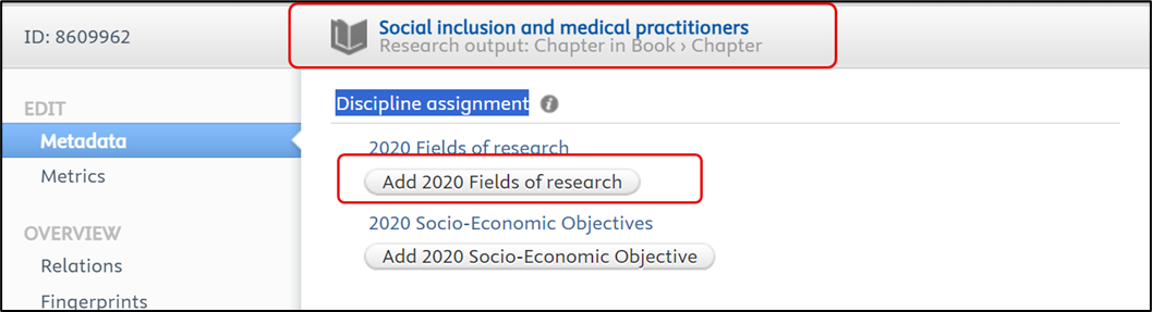 Adding and modifying FoR codes - Research Profiles and Repository ...